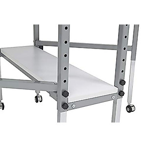 Sew Ready Foldable Hobby and Cutting Grid Table - 58.75" W x 36.5" D White Arts and Crafts Table with Grid Top and Silver Storage Drawers