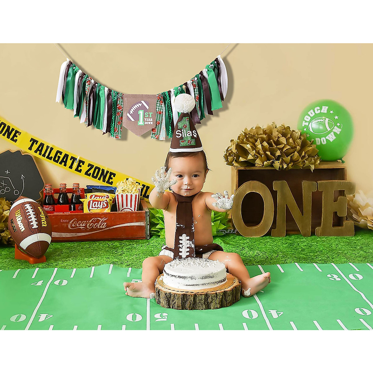 Football 1st High Chair Banner,Football 1st/first Birthday Party Decorations,first Year Down Themed Football 1st Birthday Party Decorations,photo Prop Football Party Decor