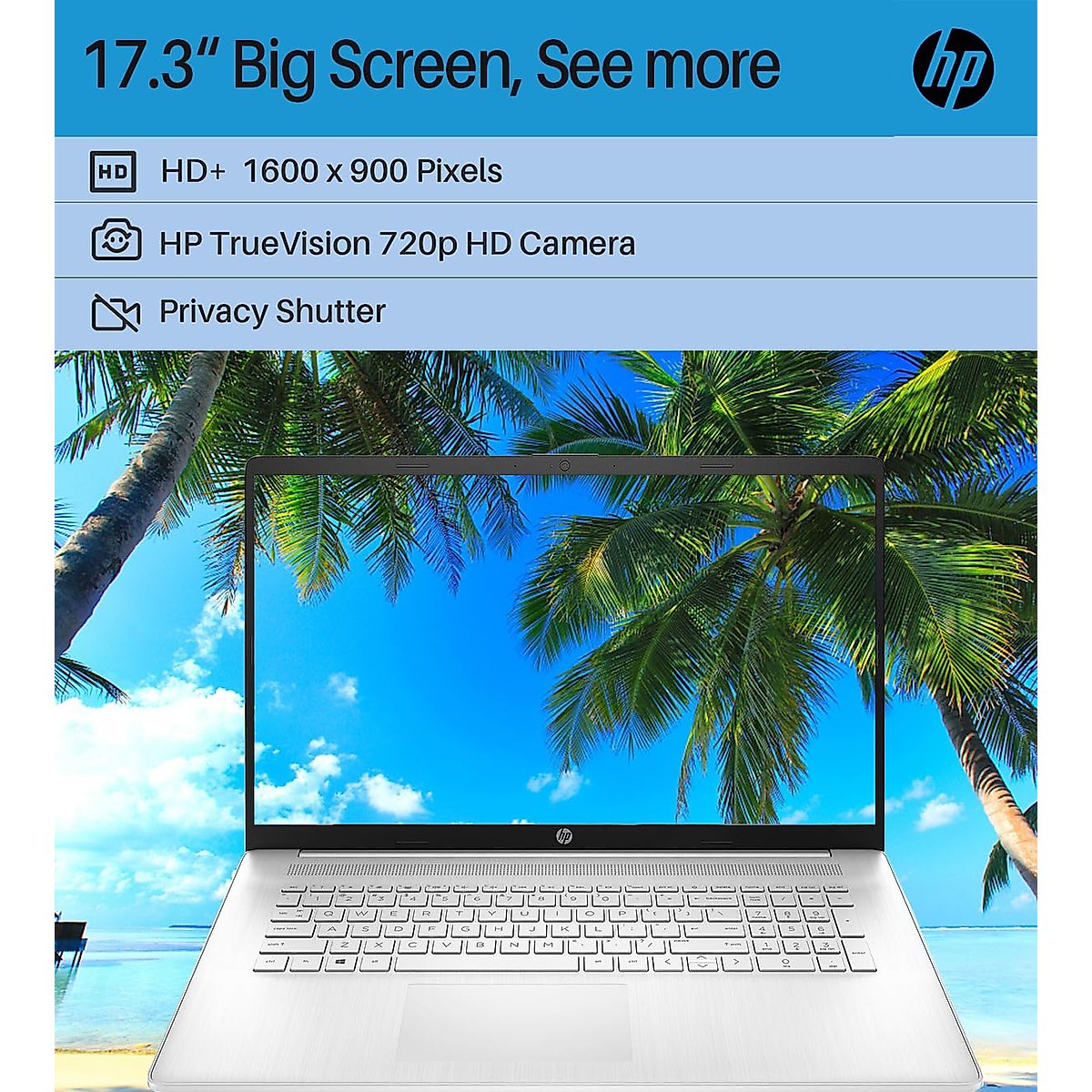 HP 2023 Newest 17.3" Flagship HD+ Business Laptop, Intel Core i3-1125G4(Beat i5-1035G4), 16GB DDR4 RAM, 1TB SSD, Intel UHD Graphics, Bluetooth, HDMI, Anti-Glare, Webcam, Windows 11,Silver