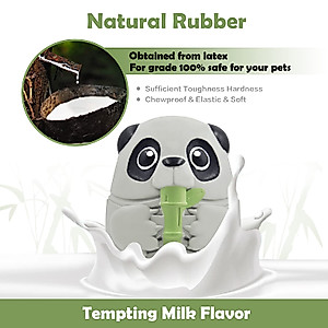 PINECONA Dog Toys for Aggressive Chewers, Tough Dog Chew Toys for Large Medium Dogs Nearly Indestructible Squeaky Panda with Side Bristles Teeth Cleaning Natural Rubber Milk Flavor