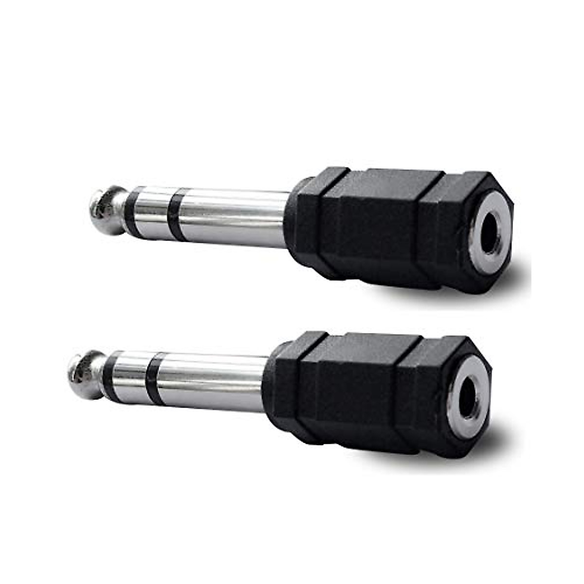 6.35mm Male to 3.5mm Female Headphone Stereo Audio Connector (2 Pack)
