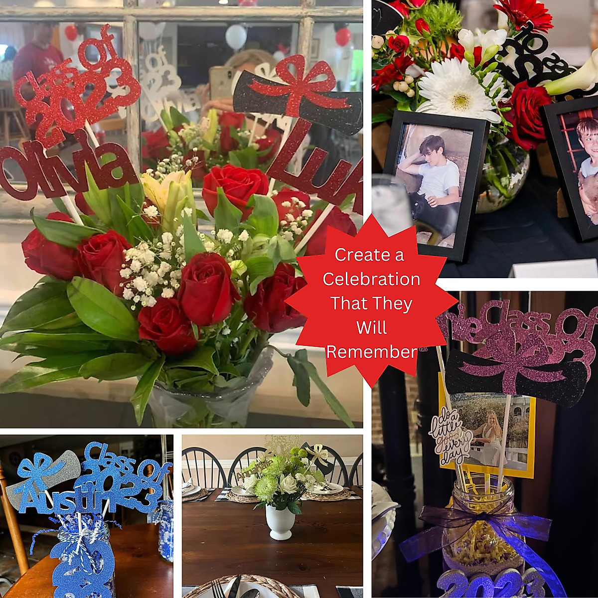 Graduation Table Centerpieces, Class of 2024 Table Centerpieces, Graduation Centerpieces, Graduation Decorations 2024, 3 in a Pack, by Zee Best Celebrations