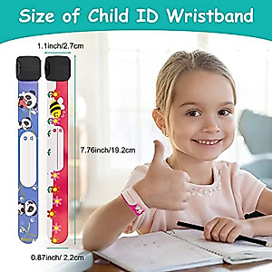 Wiwaplex 16Pcs Child Safety ID Bracelet Wristband, Identification Bracelets for Kids, Adjustable Waterproof Kids Safety Bracelet Wristband, Reusable Children Information ID Bracelet for Boys & Girls