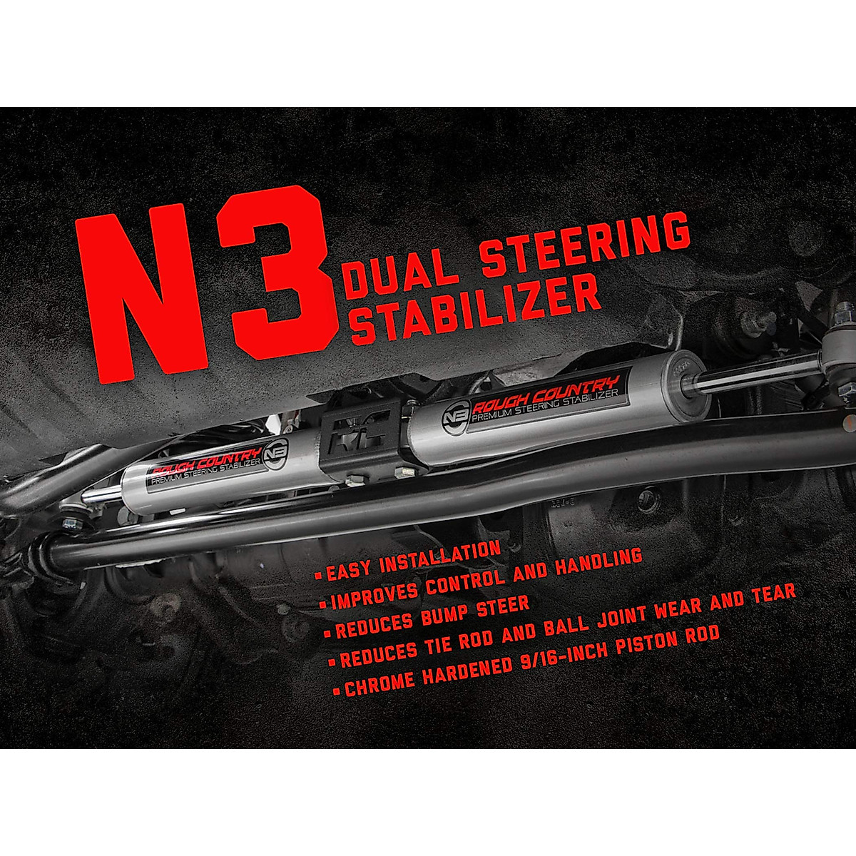 Rough Country N3 Dual Steering Stabilizer for 1994-1999 Ram 1500 4WD - 8732130