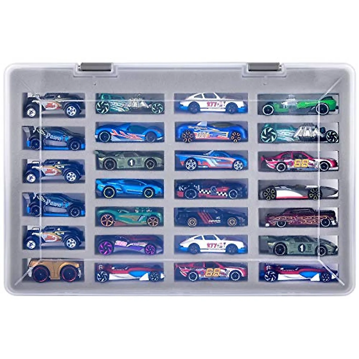 FULLCASE Case Compatible with Hot Wheels Cars Gift Pack. Toy Cars Organizer Storage Container Holds for Hotwheels Car 27pcs. Display Carrying Holder with 4 Size of Slots (Box Only)