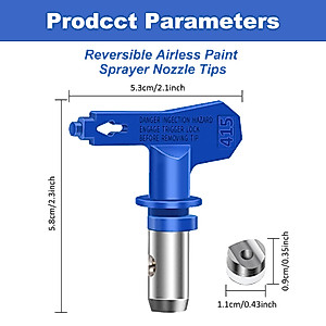 Reversible Spray Tip Nozzles Paint Spray Tips Airless Sprayer Nozzles Airless Sprayer Spraying Machine Parts for Homes Buildings Decks or Fences 211, 313, 415