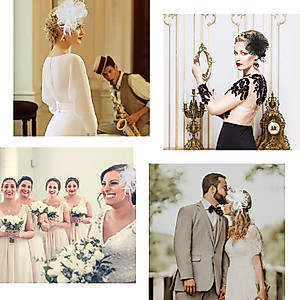 Zando Fascinators for Women Tea Party Hats for Women & Girls Kentucky Derby Hats for Women Flower Mesh Feathers Headband Fancy Headwear Hair Clip for Wedding Church Black Fascinator Hats for Women