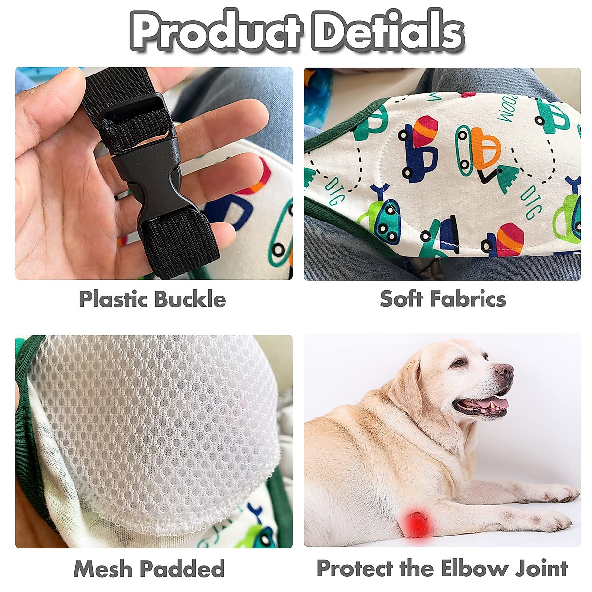 Harikaji Dog Elbow Protector, Elbow Sleeves with Mesh Pad for Medium Large Dogs Prevent Licking Wound(Tiger,XL)