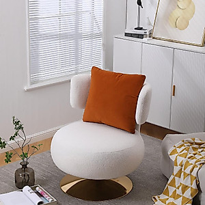 ATGHYURT Modern Accent Chair Upholstered Reading Chair Swivel Chair Armchair with 360 Degree Swiveling, Round Barrel Chair Fabric Recliner Chair Side Chair for Living Room Bedroom Office