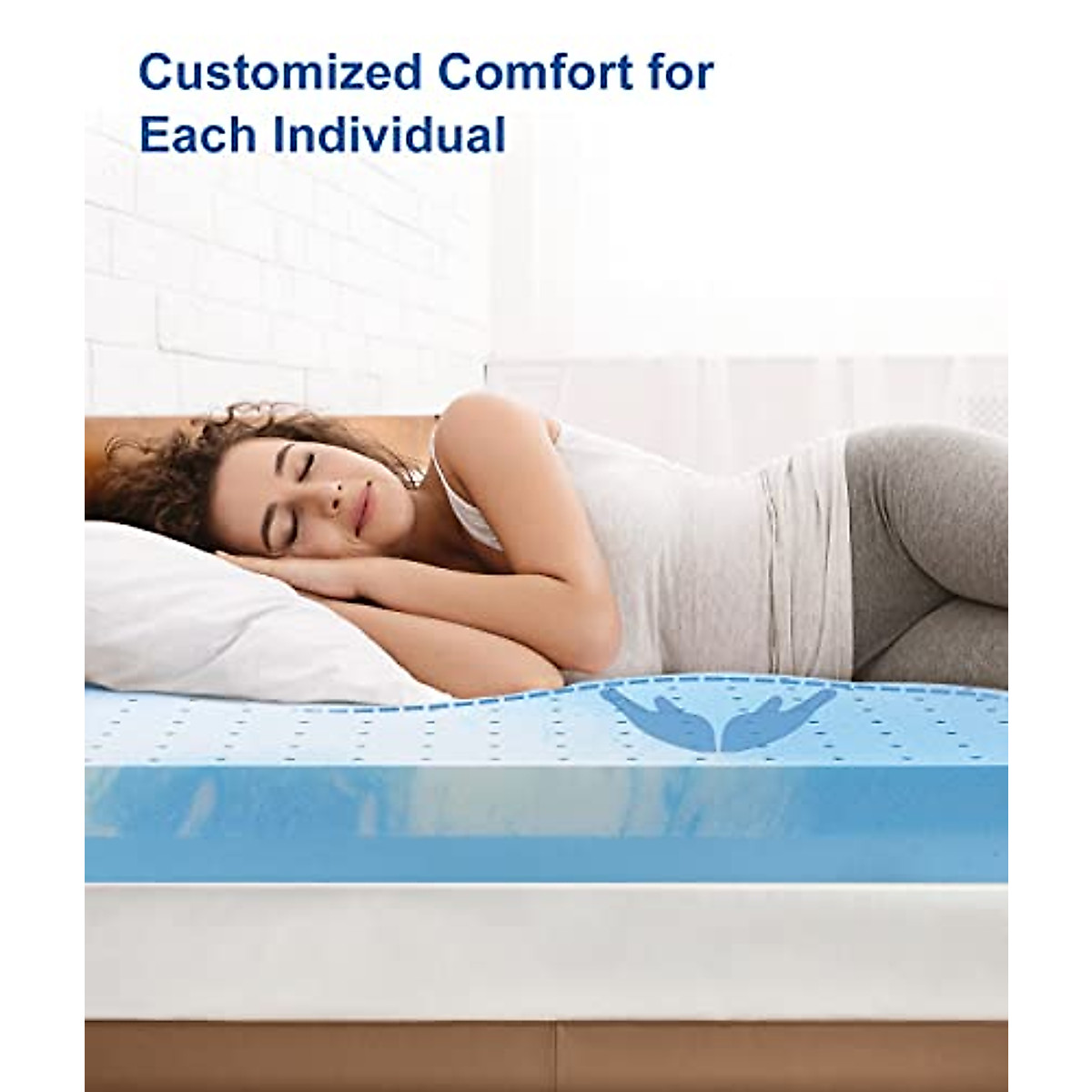 BedStory [Firm But Still Hugs You] 4 Inch Memory Foam Mattress Topper Full, Gel Swirl Foam Bed Toppers Ventilated Mattress Pad for Pressure Relieving