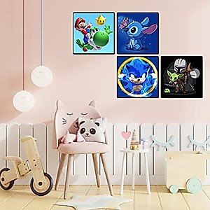 CarlonLin 4 Pack Paint by Numbers for Kids Ages 4-8, Paint by Numbers 8"X 8" Framed Canvas, Paint by Numbers for Kids Ages 8-12, DIY Acrylic Cartoon Oil Painting for Home Wall Decor