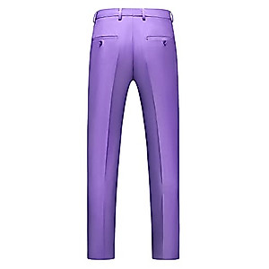 Mens Pants Slim Fit Solid Color Skinny Trousers Classic Dress Business Wedding Suit Pants US Size 32 Lavender