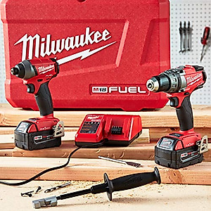 Milwaukee 2796-22 M18 FUEL ONE-KEY 18-Volt Lithium-Ion Brushless Cordless Hammer Drill/Impact Driver Combo Kit