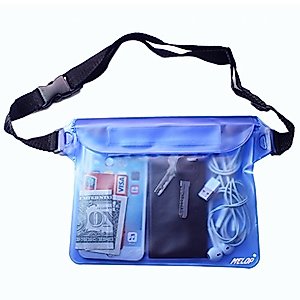 MELOP Waterproof Pouch Bag with Adjustable Shackle Strap Protect Phone and Items Dry and Clean from Water Submersion When Rainning Boating Swimming Kayaking Fishing Water Parks - Blue