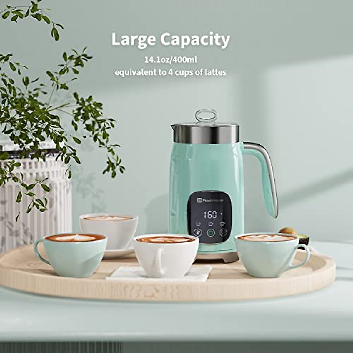 Maestri House Milk Frother, Variable Temp and Froth Thickness Milk Frother and Steamer, 14.1OZ/400ML Smart Touch Control Foam Maker, Memory Function for Latte, Warm Milk, Hot Chocolate