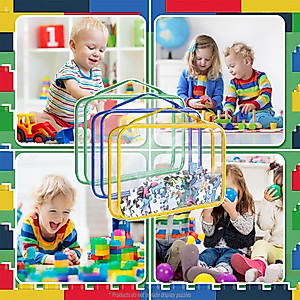 6 Packs Toy Storage Bags,Clear Pvc Zippered Puzzles Organizing Bags,Travel Waterproof Organizer Toy Bags for Puzzles,Toys,Book,Board Games,Building Blocks,Small Toys,Toiletries(yellow&blue&green)