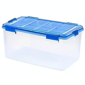 Iris 4Pack 62qt WEATHERPRO Airtight Plastic Storage Bin with Lid and Seal and Secure Latching Buckles