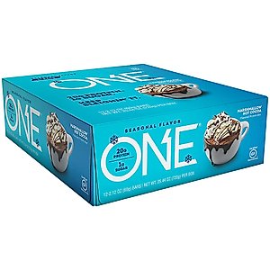 ONE Protein Bars, Marshmallow Hot Cocoa, Gluten Free Protein Bars with 20g Protein and only 1g Sugar, Guilt-Free Snacking for High Protein Diets, 2.12 oz (12 Count)