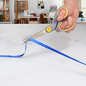 Westcott 13901 8-Inch Titanium Scissors For Office and Home, Yellow/Gray, 2 Pack