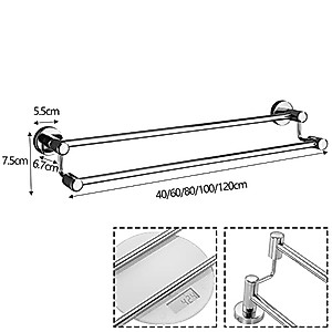 Double Bar Stainless Steel Towel Storage Holder Smooth Rounded Corner Wall Mounted Bath Towel Rail Bar for Bathroom Kitchen, Towel Shelf Towel Rack (Size : 80cm)