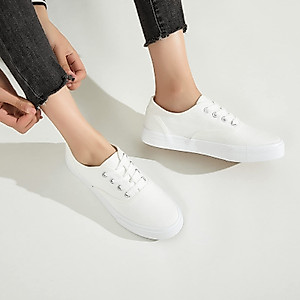 ZGR Women's Canvas White Shoes Classic Fashion Low Cut Sneakers(Canvas White.US8)