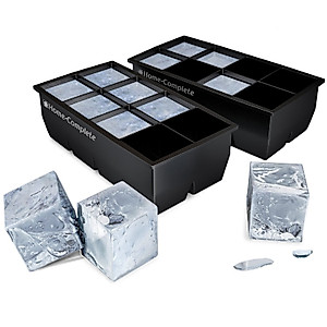 Home-Complete Large Ice Cube Tray, Double Pack, Black