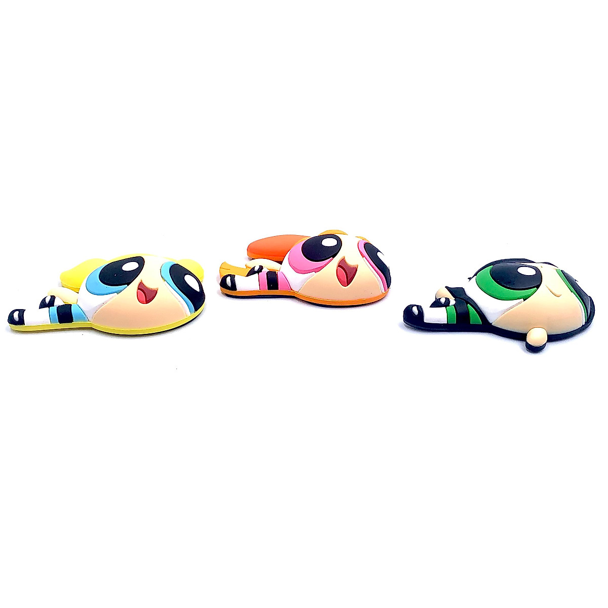 Monogram Powerpuff Girls 3 Piece Magnet Set –Bubbles, Blossom and Buttercup 3D Foam Magnet - Magnet for Refrigerators, Office and Lockers