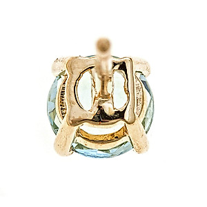 Gin & Grace 10K Yellow Gold Genuine Aquamarine Diamond (SI1) Stud Earring for Women