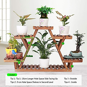 COOGOU Wood Plant Stand Indoor, 6 Tiered Plant Shelf for Multiple Plants RackTriangle , A Shape Corner Flower Pot Holder for Windowsill Patio Balcony Garden Living Room (Retro,Wooden)