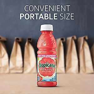 Tropicana 100% Juice, Ruby Red Grapefruit, 10 fl oz (Pack of 24) - Real Fruit Juices, Vitamin C Rich, No Added Sugars, No Artificial Flavors