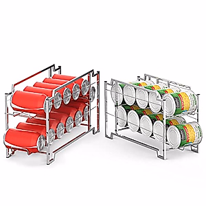 Soda Can Organizer for Refrigerator Stackable Beverage Can Dispenser Can Organizer for Pantry Can Holder Kitchen Cabinet Countertop 2 Pack