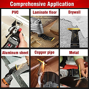 24PCS Bi-Metal Titanium Oscillating Tool Blades – Multi-Tool Blades Cutting Nails, Staple, Copper Pipe, Drywall, Sheetrock, Wood, Siding – Universal Fit DeWalt, Milwaukee, Fein, Metabo, Rigid (M42 Ti)