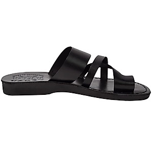 Holy Land Market Men/Women Biblical Jesus Leather Sandals/Slides From Jerusalem (Bethlehem Black)