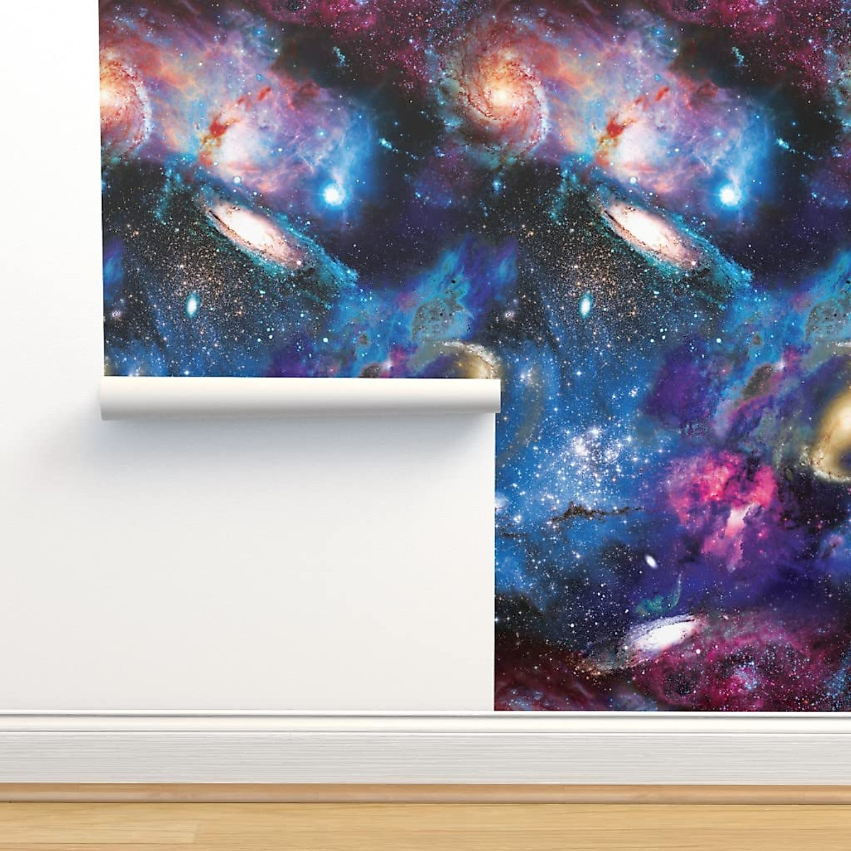 Peel & Stick Wallpaper Swatch - Galactic Dreams Galaxy Outer Space Nebula Night Sky Stars Science Cosmos Custom Removable Wallpaper by Spoonflower