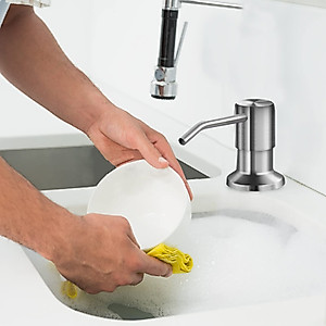 Soap Dispenser for Kitchen Sink and Extension Tube Kit, Stainless Steel Soap Dispenser with 47 Inches Tube Connects Directly to Soap Bottle, Hand and Dish Soap Dispenser Pump （Brushed Nickel）