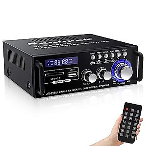 Sunbuck Max 300Wx2 Home Stereo Amplifier, Bluetooth Stereo Receiver, Hi-Fi Small Speaker Receiver, 2 Channel Amplifier Home Audio with Remote Control, USB2.0, Outdoor Receiver for Speakers, AS-25BU
