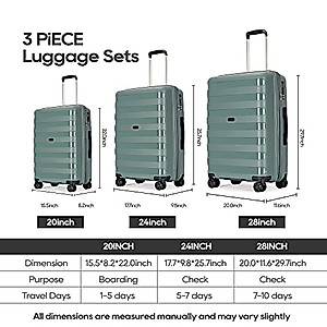 GinzaTravel 3-piece sets luggage with scratch-resistant PP material, expandable（all 20 24 28 Super light, large-capacity double seal suitcase