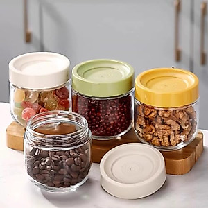 DNIENKGE Glass Sealed jar Confectionery Container – 10oz Kitchen Glass Sealed Storage Jar with Stackable Sealed Lid for Kitchen Seasoning, Coffee Beans, Tea, Sugar, Vanilla (3PCS)