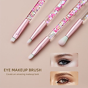 Hawetimher Makeup Brush Set Pink Glitter,Unicorn Foundation Sparkles Cute Fan Powder Blush Lip Highlight Eye shadow Eyebrow Makeup Brushes Set with Liquid and Case for Girls Teen Kids Gift Present