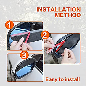 AOCISKA 2 Packs Carbon Fiber Rain Visors with Eyebrows, Universal Rear View Mirror Covers