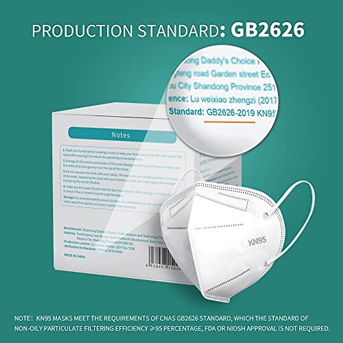Daddy's Choice Purism KN95 Face Mask, Disposable Use 20pcs/box, 5-Layer Protective Face Mask, White