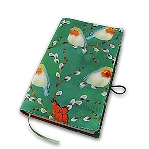 Fabric Book Sleeve Cover, Washable Novel Protector - Bird Design, Padded Book Protector for Adult, Planner Book Case, Hard Books Covers for Paperback 5.5 x 8.2 x 1.6 (Bird)
