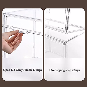 WMM 3 Packs Clear Handbag Storage Organizers for Closet, Plastic Acrylic Handbag Purse Shoes Toy Display Case, Stackable Magnetic Drop Front Storage Organizer