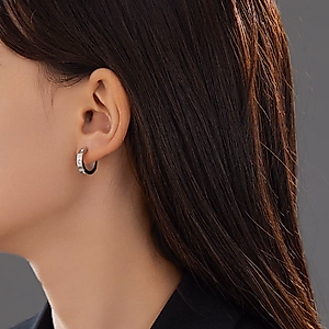 VQYSKO Love Friendship Earrings Gifts for Women Teen Jewelry Gold and Silver Hoop Earrings Stainless Steel Dainty Stud with Cubic Zirconia Stones Present for Her (Gold+Silver)