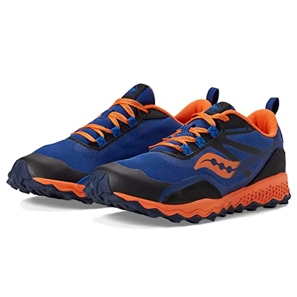 Saucony Peregrine 12 Shield Sneaker, Navy/Orange, 5 US Unisex Big Kid