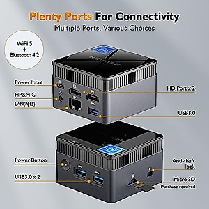 PELADN WI-7 Mini PC Win 11 Pro, Intel 12th Gen N100(up to 3.4GHz)，Mini Computer DDR5 6400 MHz 12GB RAM/256GB M.2 SSD, 4K UHD, Bluetooth 4.2, LAN & HDMI2.0,WiFi5 for Business Home/Office/HTPC
