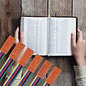 Gydandir 6 Pieces Bible Ribbon Bookmark Ribbon Markers Artificial Leather Bookmark with Colorful Ribbons for Books