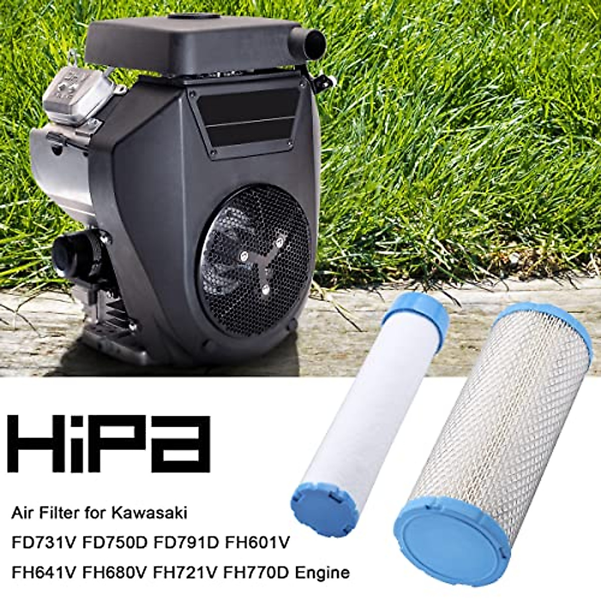 HIPA Outer Inner Air Filter for Kawasaki 11013-7044 11013-7020 11013-7019 11013-7045 Kohler 25 083 01 25 083 01-S 2508301 25 083 04 2508304 JD M131802 M131803
