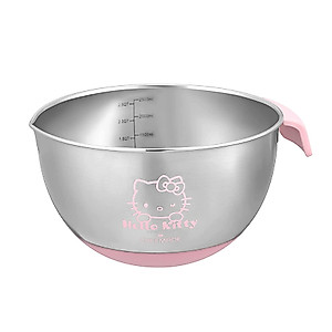 CHEFMADE Hello Kitty 2.5-Quart Mixing Bowl with Pour Spout and Non-slip Silicone Handle, Non-stick 18/8 Stainless Steel Heating Cooling Dissolving Bowl