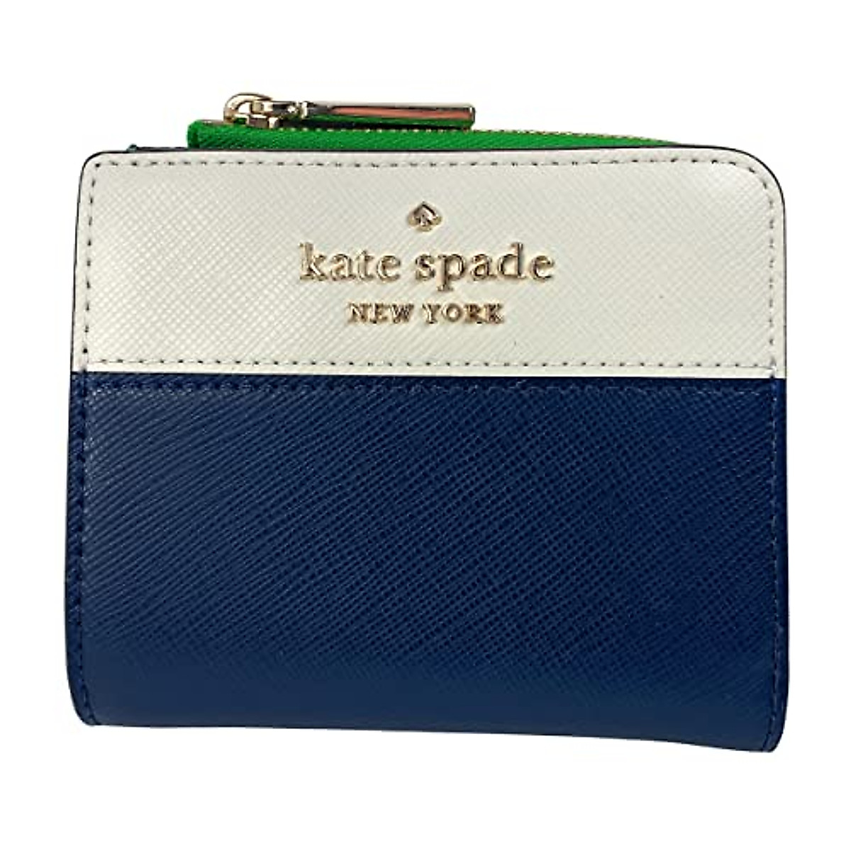 Kate Spade New York Staci Colorblock Small L-Zip Bifold Wallet in Verona Green Multi
